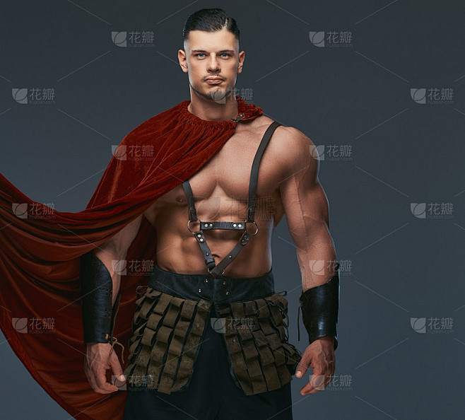 Brutal ancient Greece warrior with a muscular body