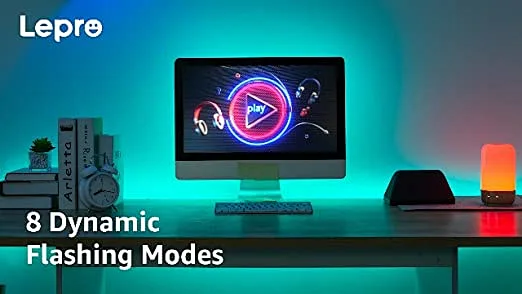 LED Strip Light with Remote 5M, Lepro Dimmable RGB LED Strips Colour ...