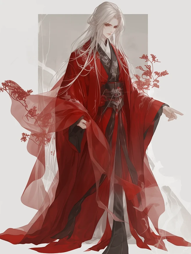 红衣白发古风男立绘 - 小红书-花瓣网