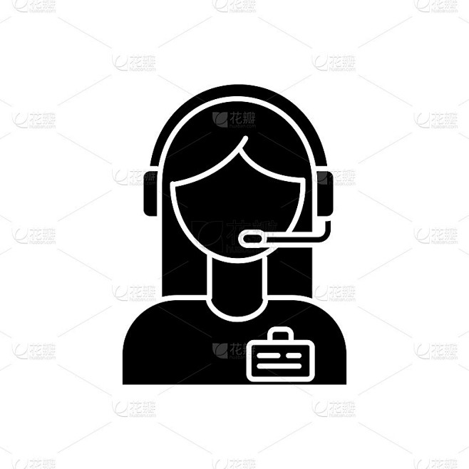 管理员支持黑色字形图标。虚拟助理顾问。管理和协助，进度计划，行政支持。白色空间上的剪影符号。向量孤立