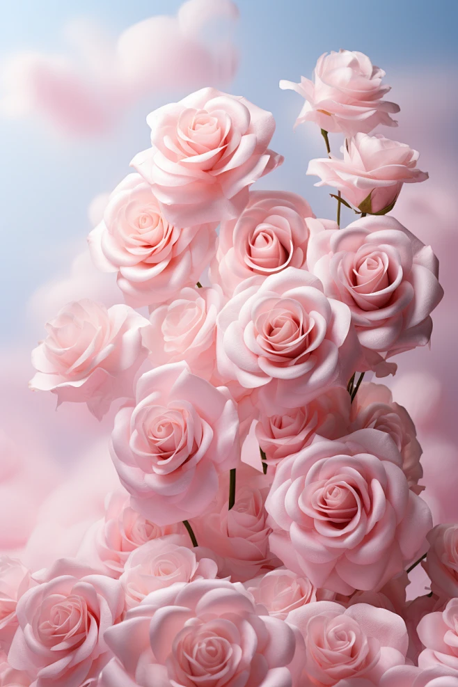 the roses on the pink background are beautiful, in the style of soft ...