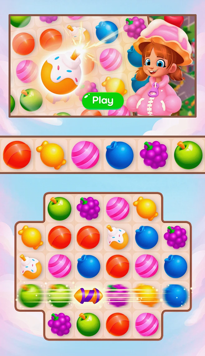 Candy Boom Match-3 elements-花瓣网