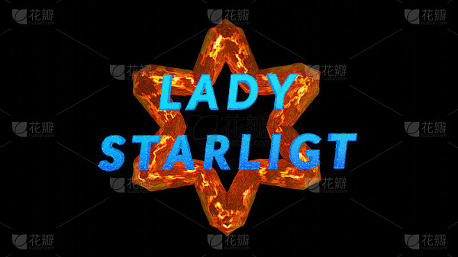 文本“LADY STARLIGHT”与一个黄色的星形图案。3 d渲染。