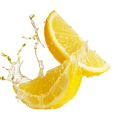 Fresh lemon slices splashing in water create a refreshing and vibrant visual display in natural ...