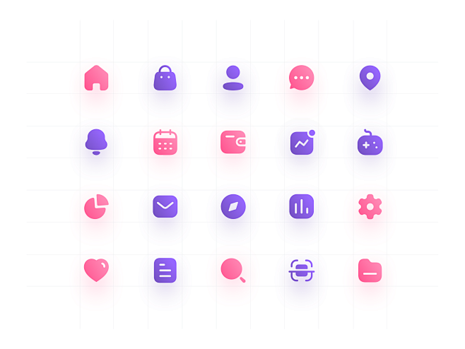 彩色面性底色圆润图标icon