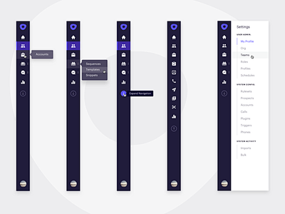 Slim Navigation Bar sidebar bar hover app web workflow ux icons ui navigation nav