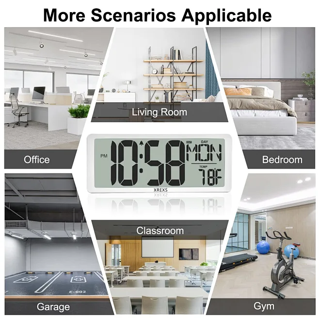 Amazon.com: XREXS Large Digital Wall Clock with Backlight, 14.17 Inch ...