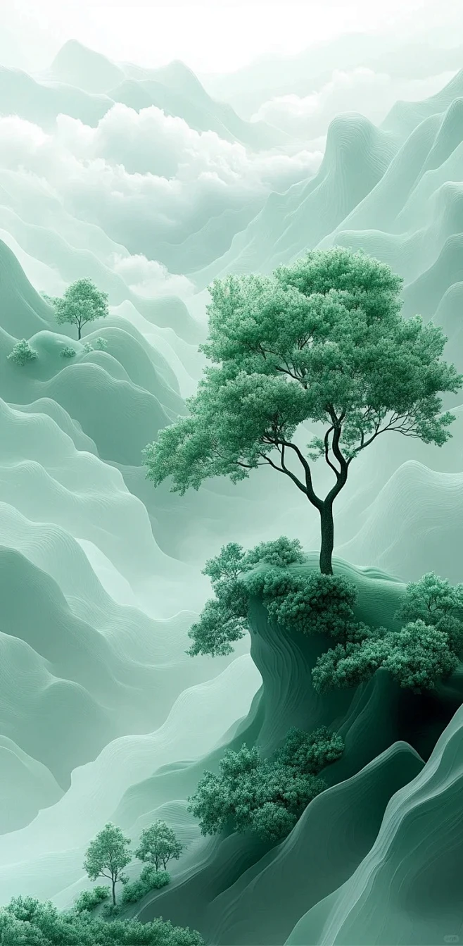 空灵静谧的绿色护眼手机壁纸：心之绿洲_3_北辰HAOYUN壁纸_来自小红书网页版-花瓣网