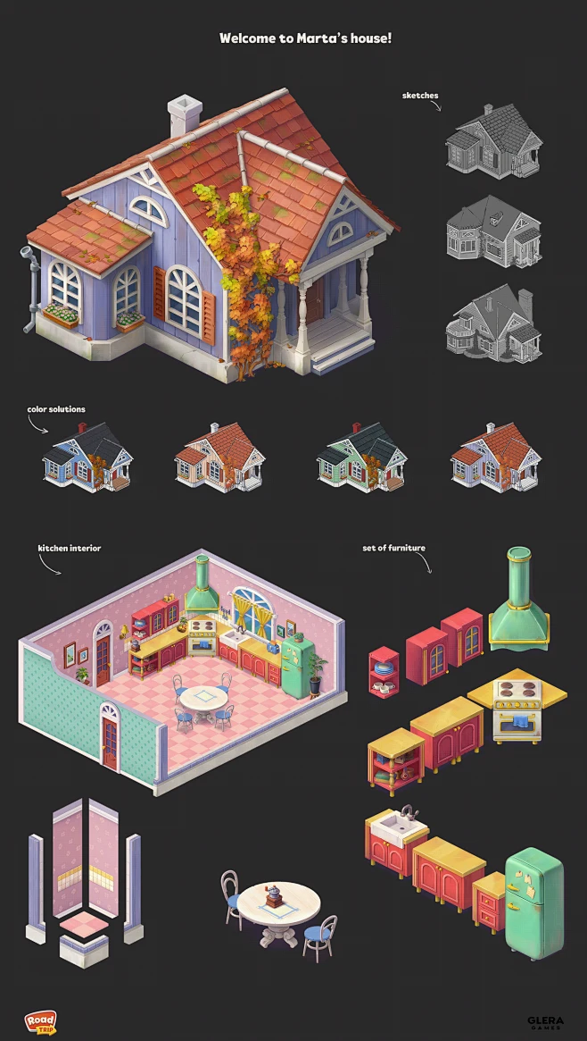 Game Art interior design oven stove kitchen casual game Environment design game object ...
