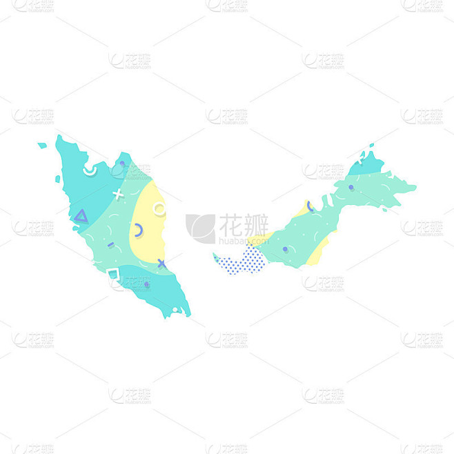 马来西亚国家的亚洲，亚洲地图插图，矢量孤立在白色的背景