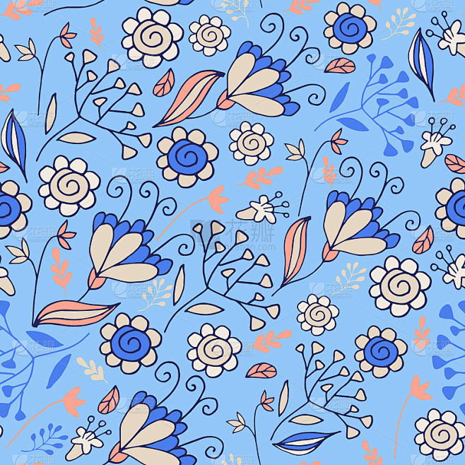 Elegant seamless pattern with flowers. Floral patt