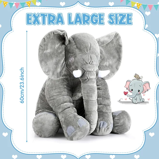Amazon.com: Yulejo Giant Stuffed Elephant Plush Animal Toy Huge ...