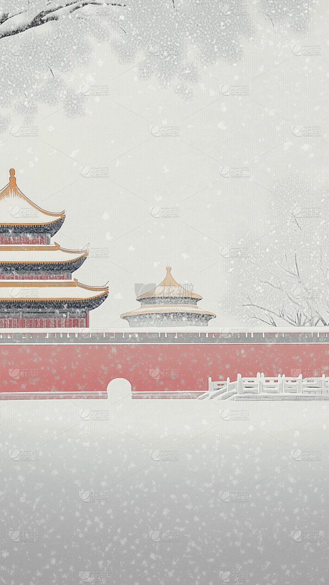 冬天通用中国风极简故宫雪景背景