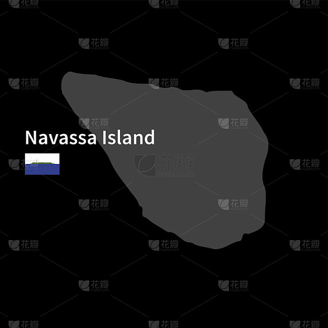 Detailed map of Navassa Island with flag on black