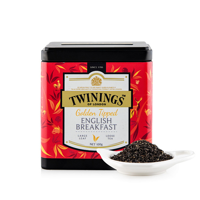 英国川宁Twinings 红茶大叶白金 金毫英式早餐红茶100g散茶罐装茶-tmall.com天猫