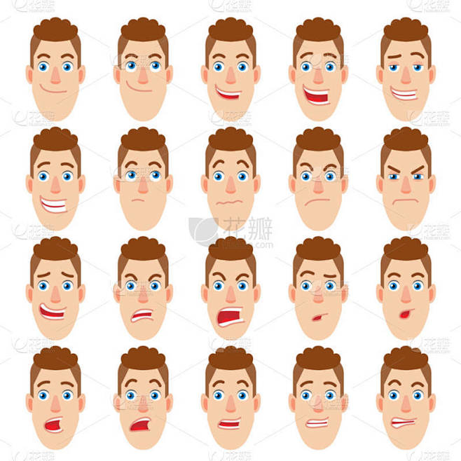 卡通 Man. 不同的面部表情