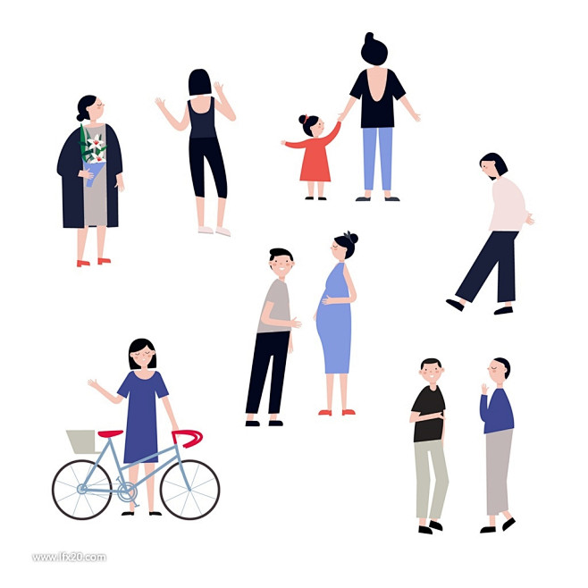 扁平插画小人物png素材-插画人物参考png- 插画人物小人素材png- 扁平插画 小孩 大人 上班族插画-情感化扁平插画人素材png ...