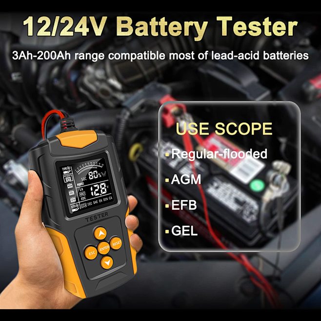 Amazon.com: YOMAACAR 12V 24V Car Battery Tester Digital Auto Battery ...