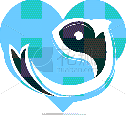 fish heart shape logo design