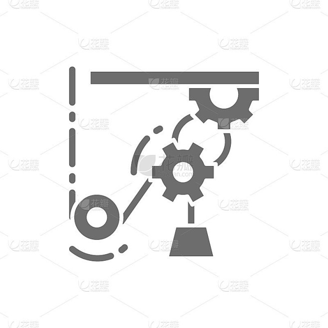 起重机构，工作线，工业起重机灰色图标。
