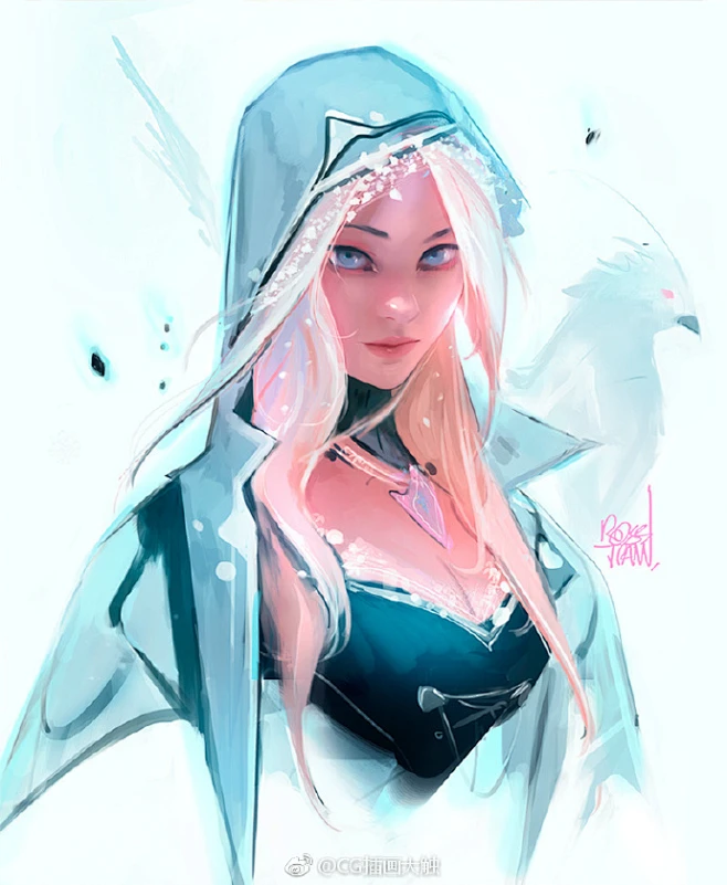 美女与宠物！美国插画师 Ross Tran的作品，DA:rossdraws via @CG插画大触 -花瓣网