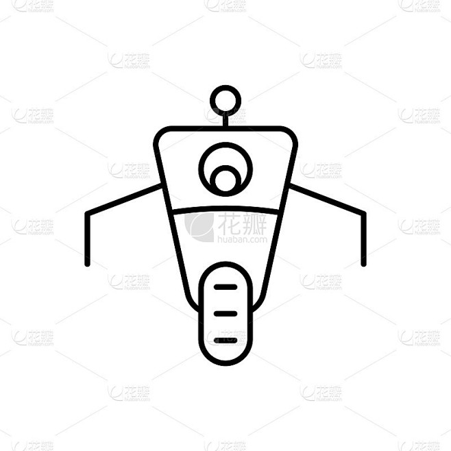 机器人，汽车图标-向量。人工智能