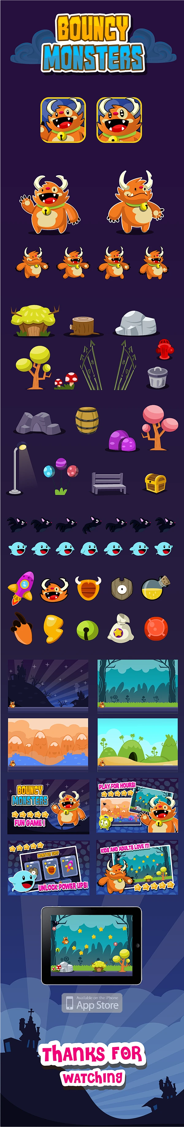 Bouncy Monsters : Character and assets design for an IOS game app图片_给慕 ...