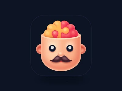 Brain Puzzle Games App Icon funny branding application illustraion ...