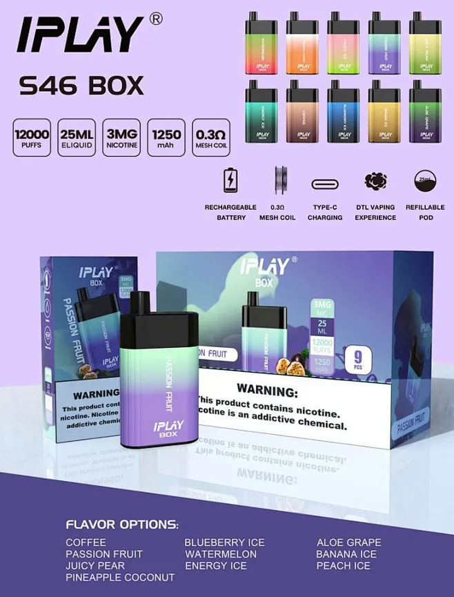 其中包括图片：IPLAY BOX 12000 Puffs Vape Pod with 25ML Big Tank-花瓣网