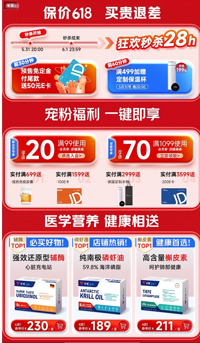 【vikVIKpro磷虾油胶囊60粒】VIKpro纯南极磷虾油鱼油升级软胶囊60粒 易吞服73.2%高含量海洋磷脂omega-3虾青素DHAepa无腥德国进口【行情 报价 价格 评测】-京东-花瓣网