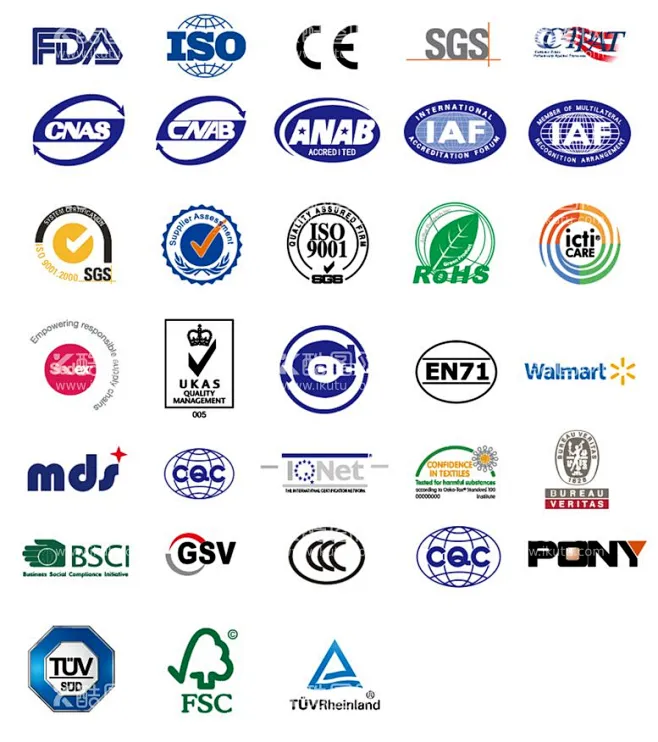 国际国内认证合集 - 源文件下载【酷图网】FDA,ISO,CE,SGS,CNAS,IAF,RoHS,Sedex,icti,walmart,BSCI,CCC,PONY,TUV,FSC,认证,合集-花瓣网