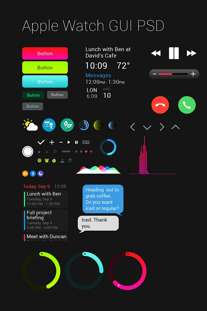 苹果手表ui界面设计Apple Watch GUI-花瓣网