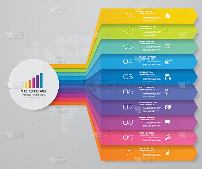 10 steps infographics chart design element. For da