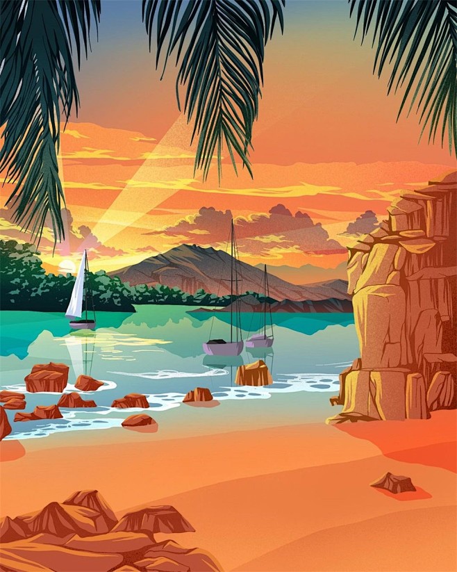 14 张扁平风格城市景观插画！