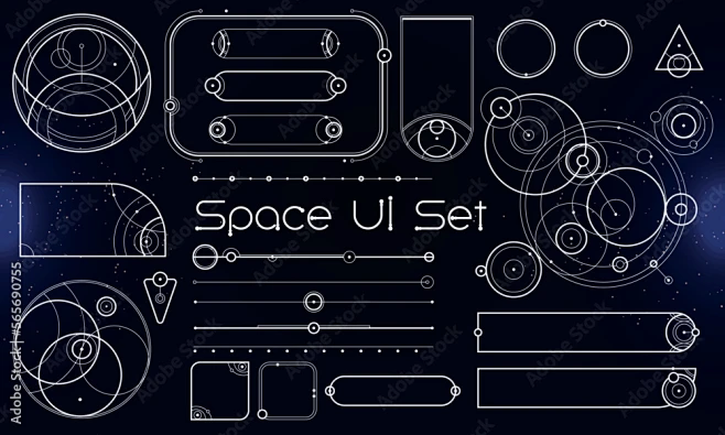 Set of Space User Interface Elements. Ethnic and tribal style. Circle ...