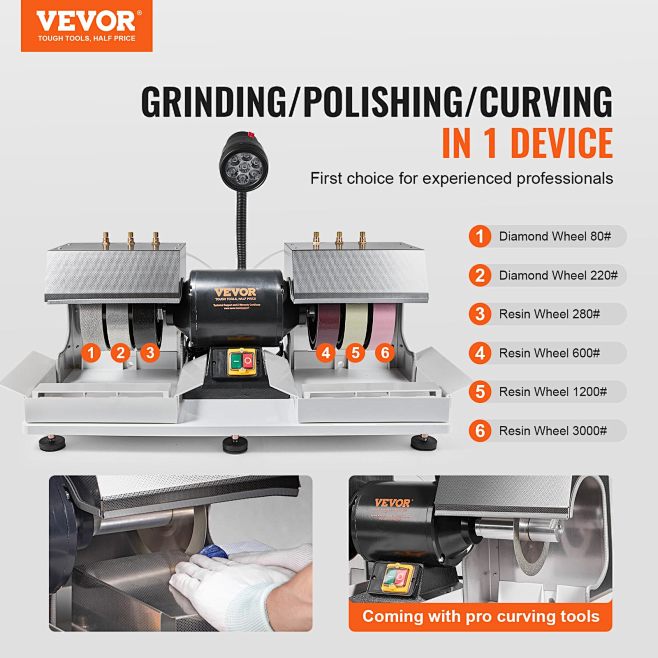 Amazon.com: VEVOR Cabbing Machine, 6" 1/4HP 1800rpm Efficient, Lapidary Rock Grinder Polisher ...