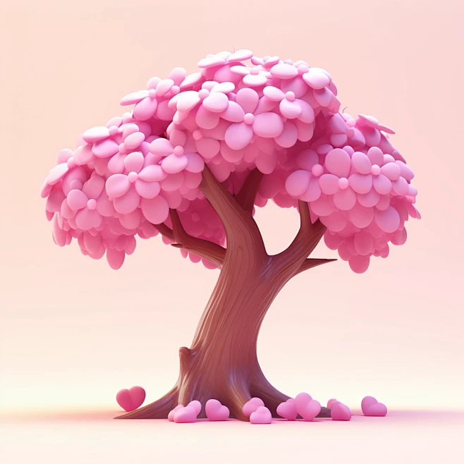 Pink love tree, graceful "S"-shaped trunk, agile body, "peach heart ...