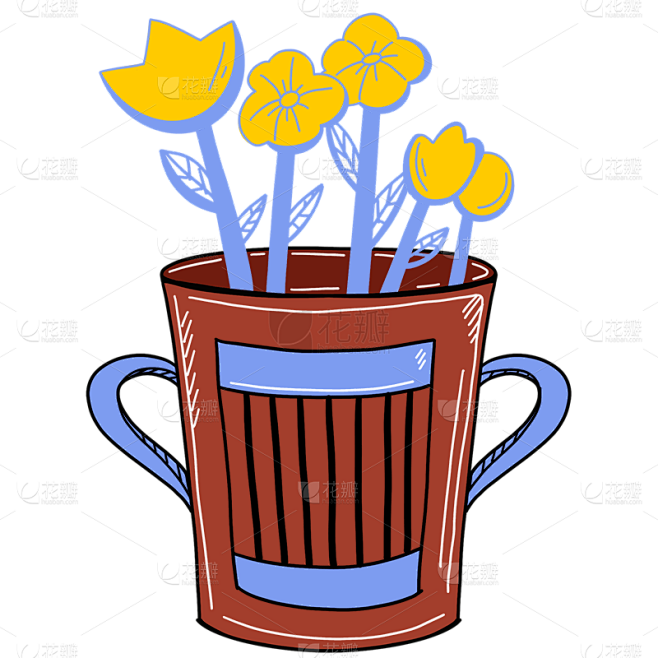 手绘-流行色贴纸套系-插花