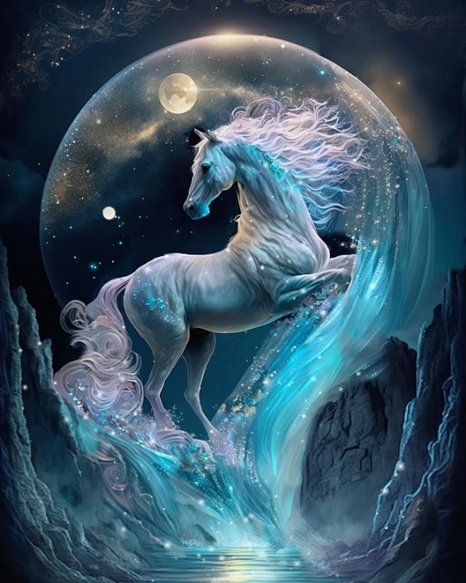 Witness these magnificent horses as they leap through ocean waves ...