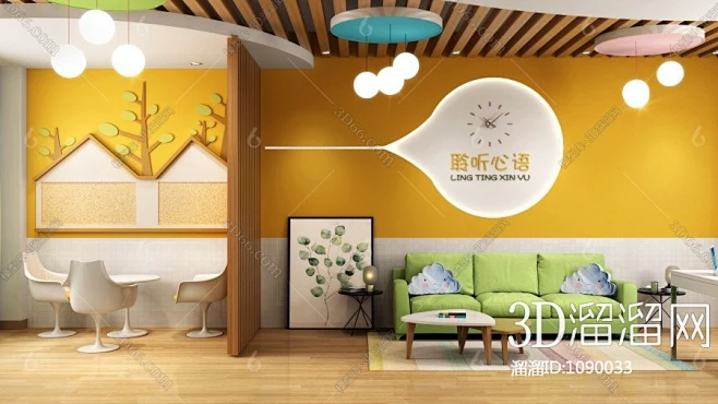 现代幼儿园3D模型-花瓣网