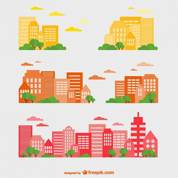 Buildings vector set Free Vector-花瓣网