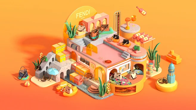 C4D创意建筑建模-花瓣网