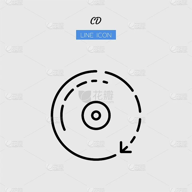 线条图标符号，循环盘，数字多媒体，技术设备，cd-rom, dvd，孤立平面轮廓矢量设计素材-花瓣网