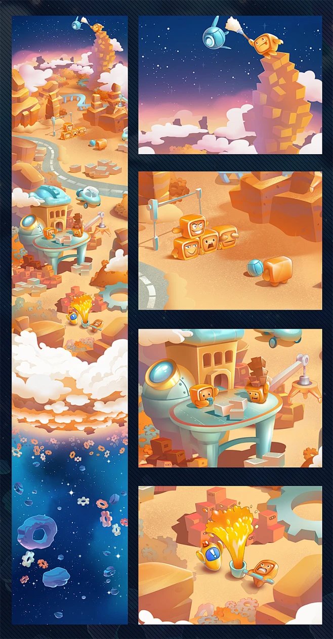 космос Space UI aliens digital game maps match 3 game-花瓣网