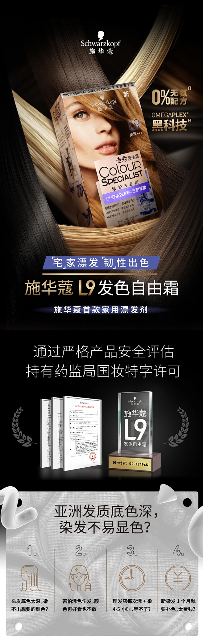 施华蔻L9漂发剂发色自由霜漂发膏褪色膏2020流行显白自己在家染发-tmall.com天猫-花瓣网