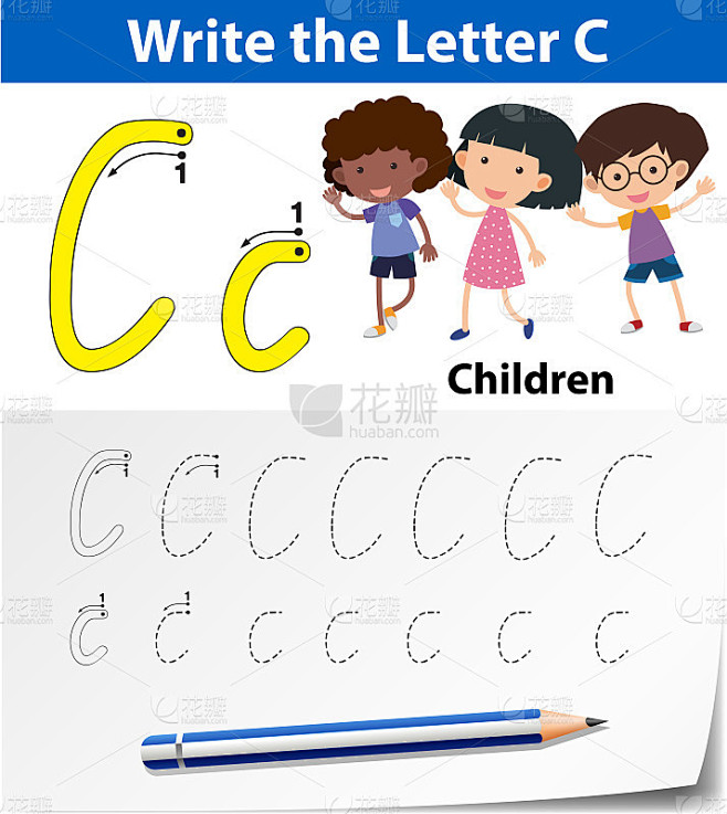 Letter C tracing alphabet worksheets