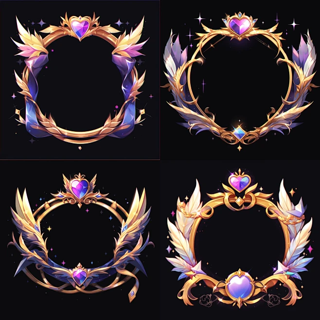 hulei181717_Game_avatar_frame_with_round_metal_border_on_black ...
