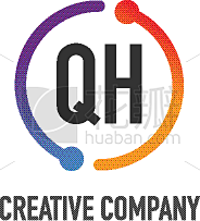 initial letter qh creative circle logo design