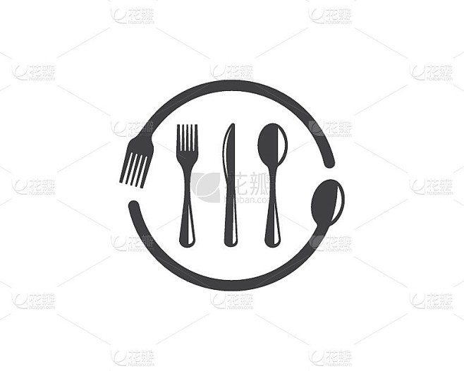 叉子，勺子标志矢量插图