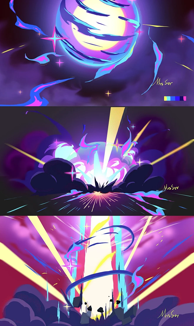 色彩 爆炸2D VFX Concept -花瓣网